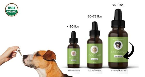 CBD for Pets dosed by weight, made from local organic hemp.